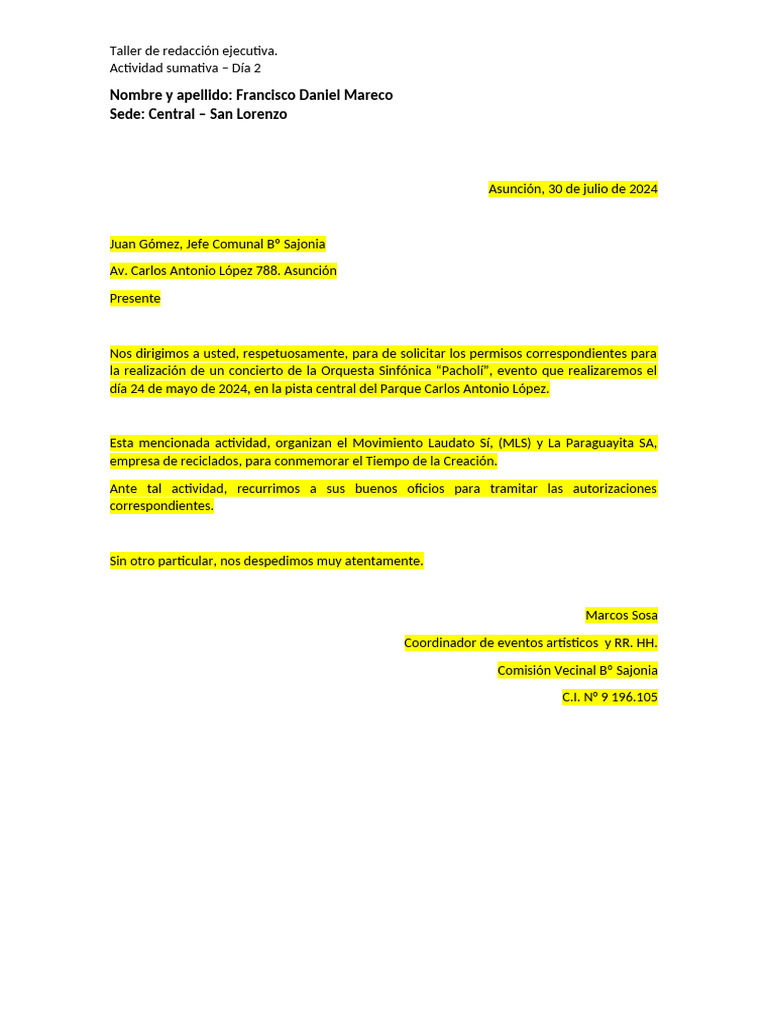 Carta Editada Pedido | PDF