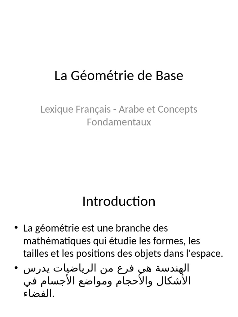 Geometrie Base Lexique Fr Ar | PDF
