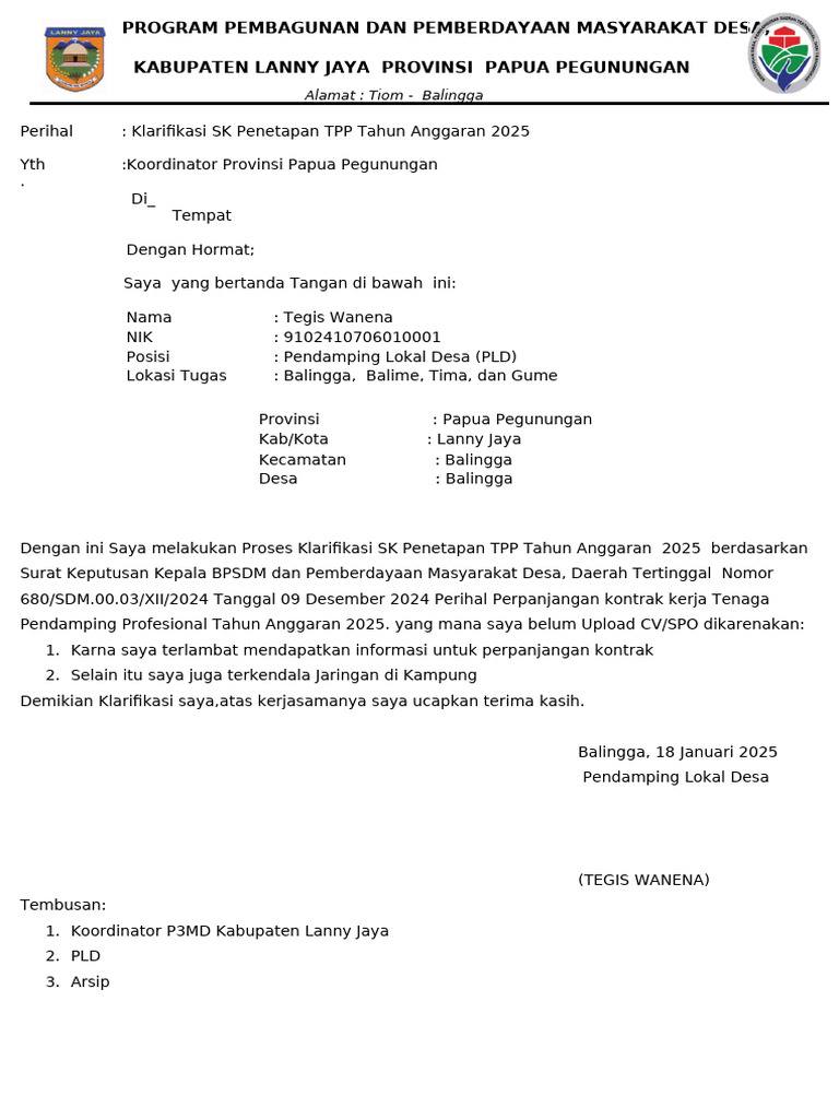 Contoh Surat Krlarifikasi - Prov,. | PDF
