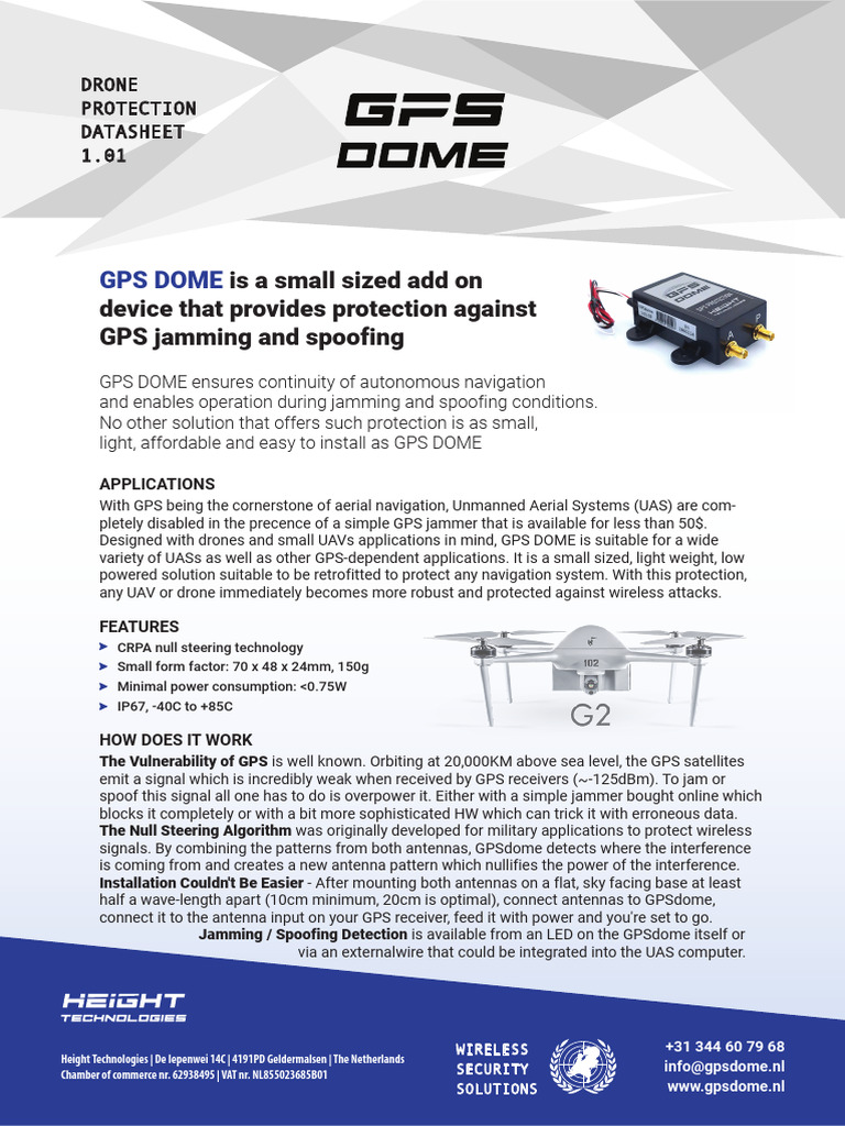Gps Dome - Drone Datasheet | PDF | Unmanned Aerial Vehicle | Surveillance