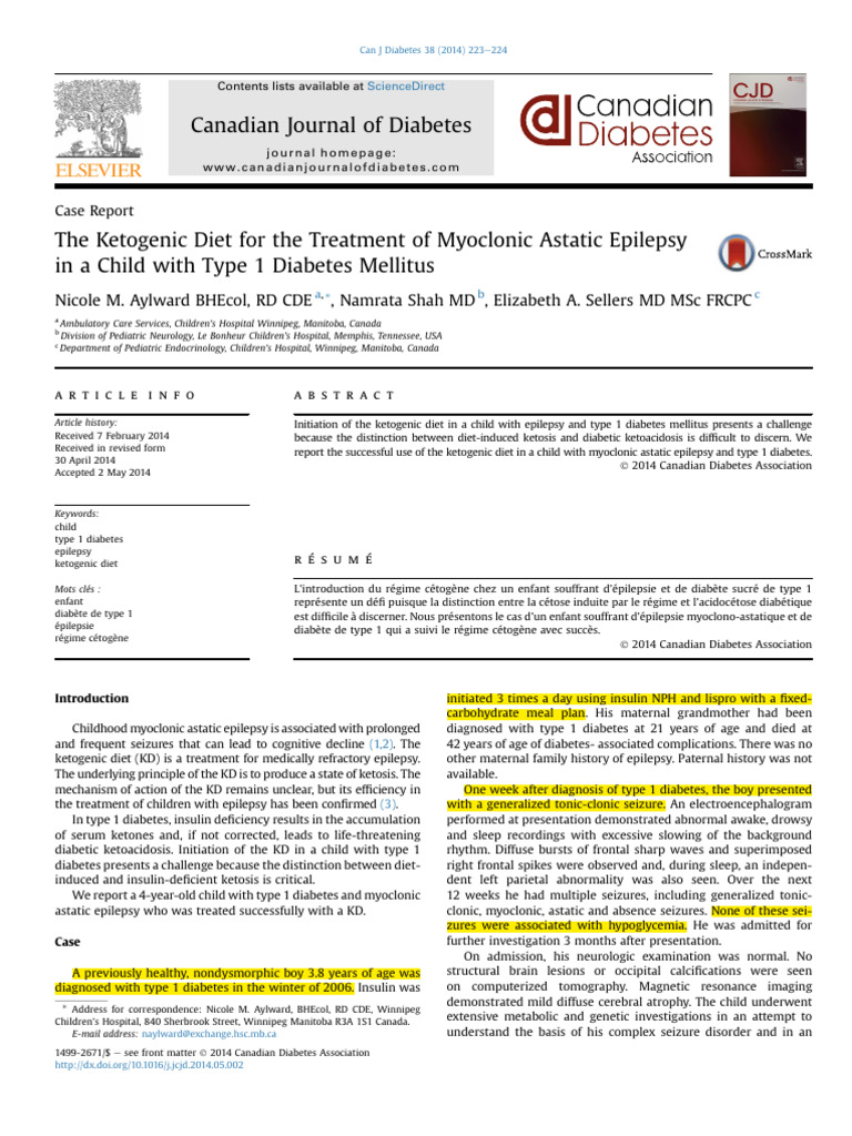 The Ketogenic Diet For The Treatment of Myoclonic Astatic Epilepsy ...