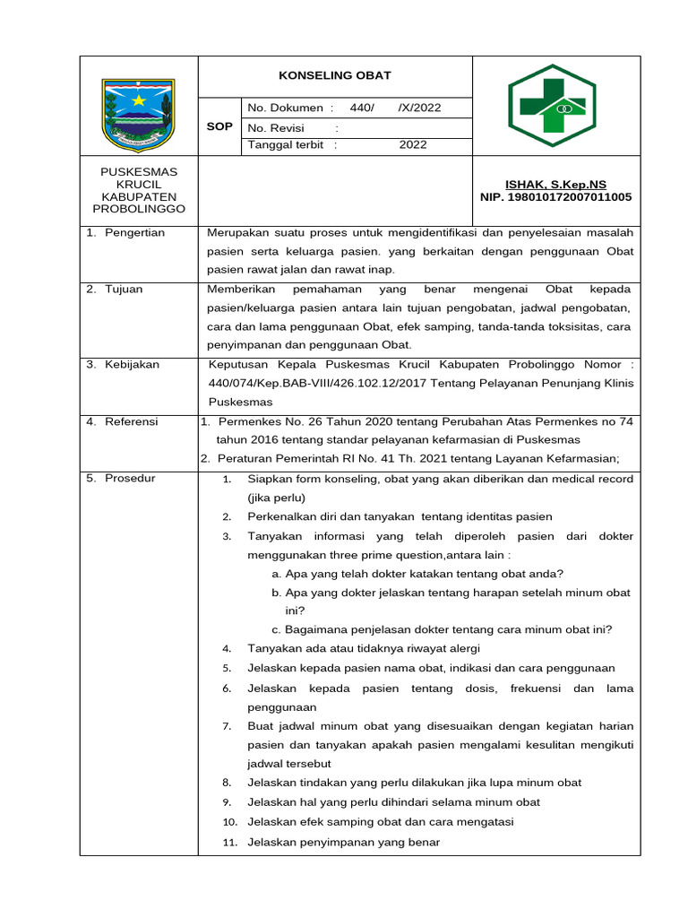 SOP KONSELING | PDF
