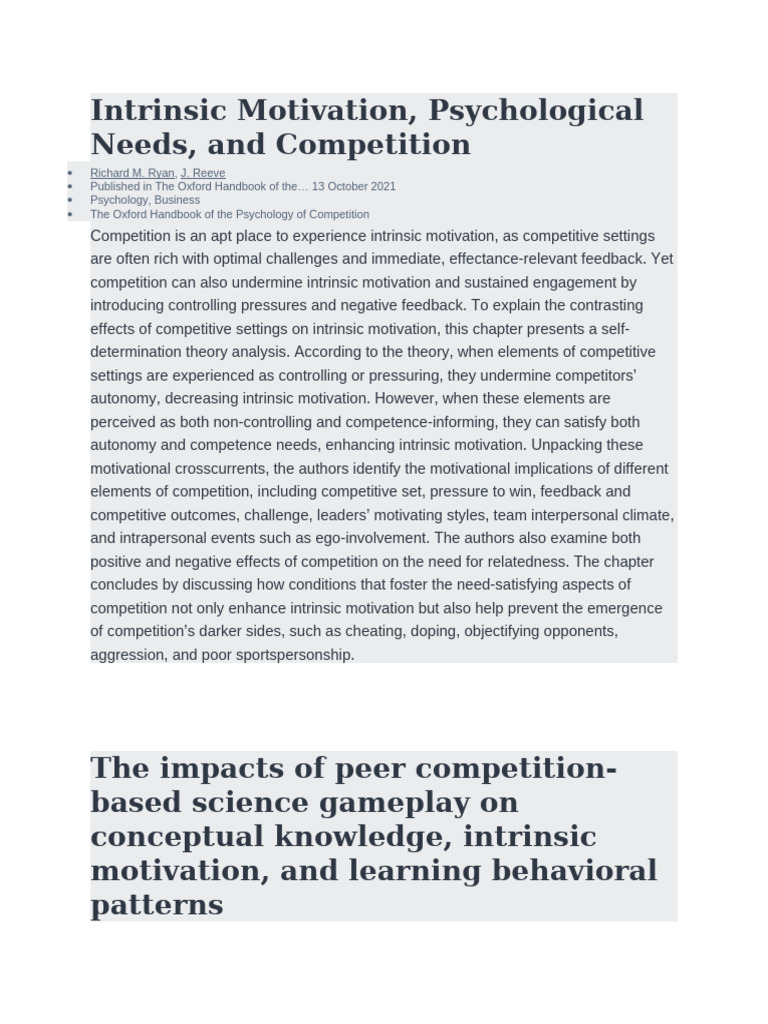 cOMPETITION | PDF | Motivation | Motivational