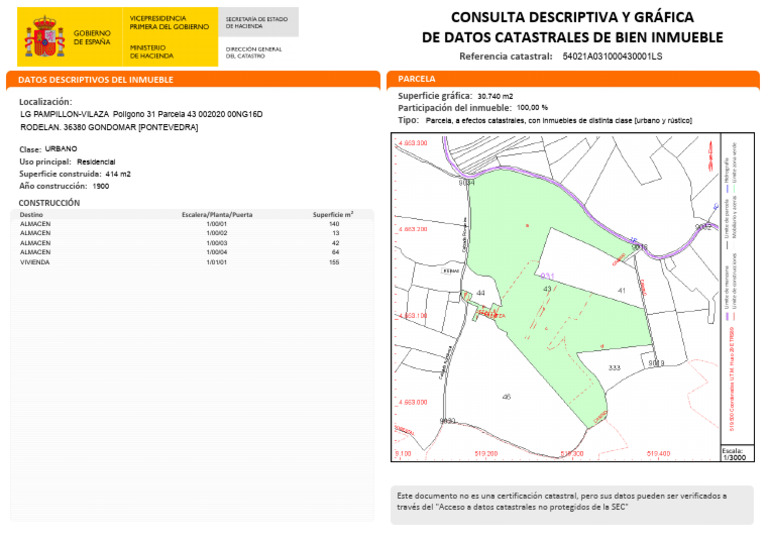 Datos Catastrales de Inmueble en Gondomar | PDF | Tecnología geográfica ...