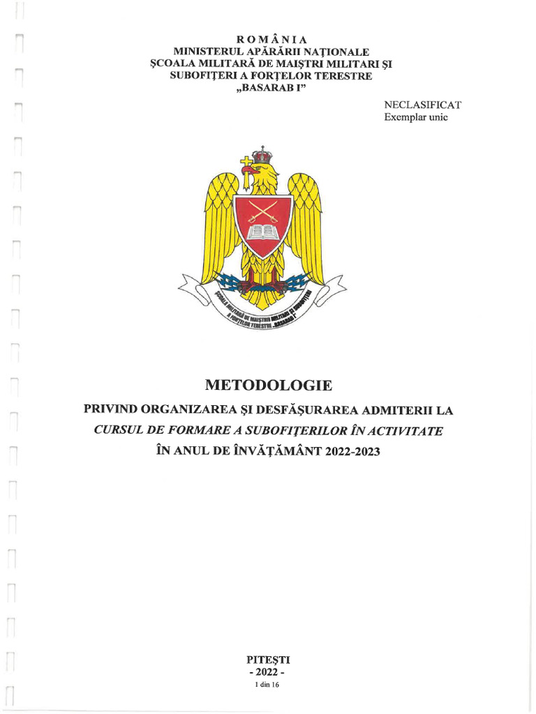 Metodologie Admitere FI-1 | PDF