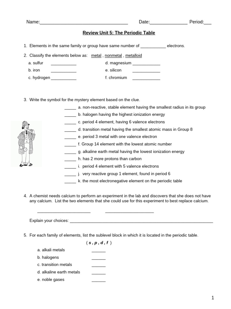 Periodic Table Review Questions and Answers | PDF | Periodic Table ...