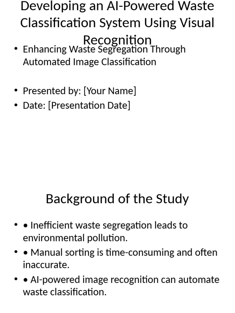 AI Waste Classification Presentation | PDF