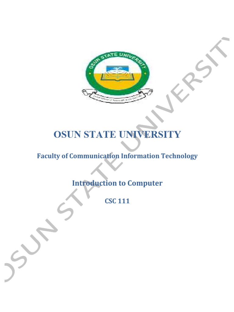 CSC 111 Course Material | PDF | Computer Data Storage | Integrated Circuit CSC 111 Course Material | PDF | Computer Data Storage | Integrated Circuit