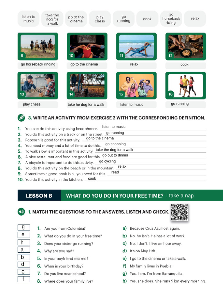 STUDENT'S BOOK UNIT 5 Lesson B What Do You Do in Your Free Time | PDF