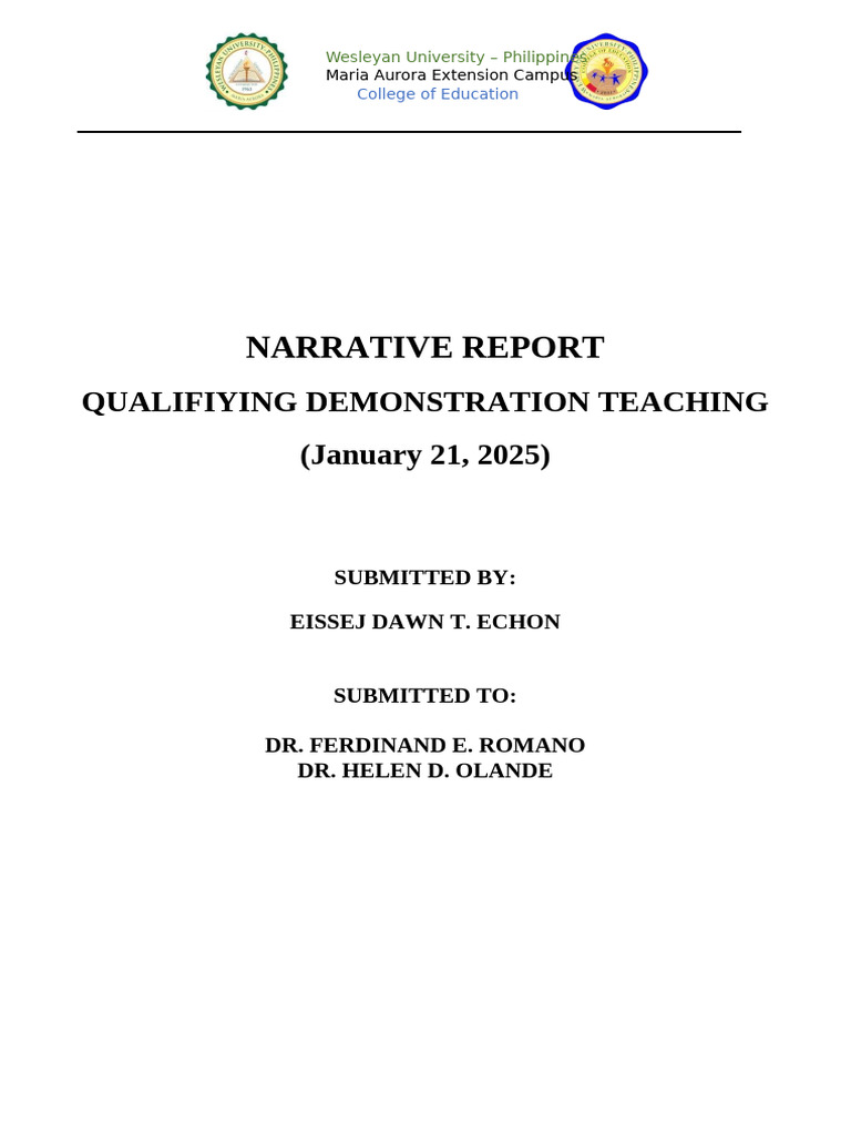 demo narrative (2) | PDF | Learning | Behavior Modification