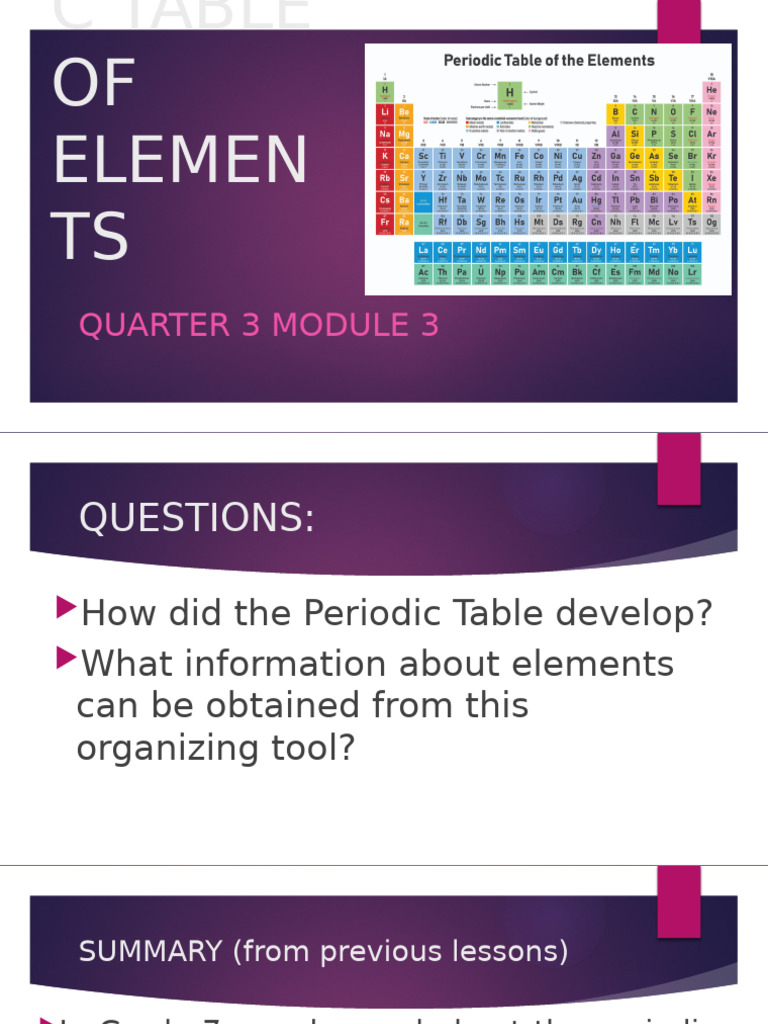 Development of the Periodic Table | PDF | Periodic Table | Atoms