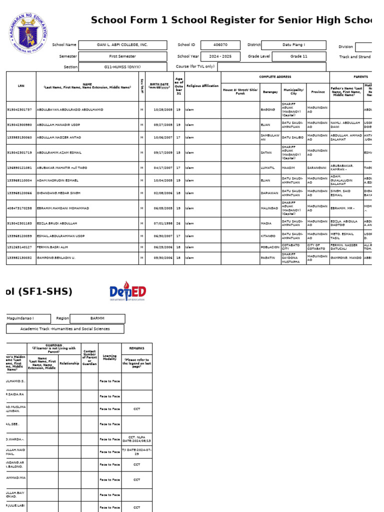 School-Form-1-SF-1 | PDF