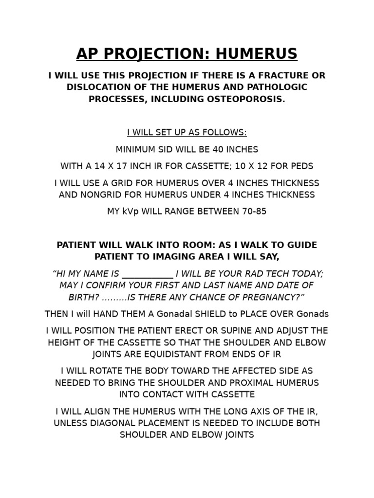 Ap Projection of The Humerus | PDF