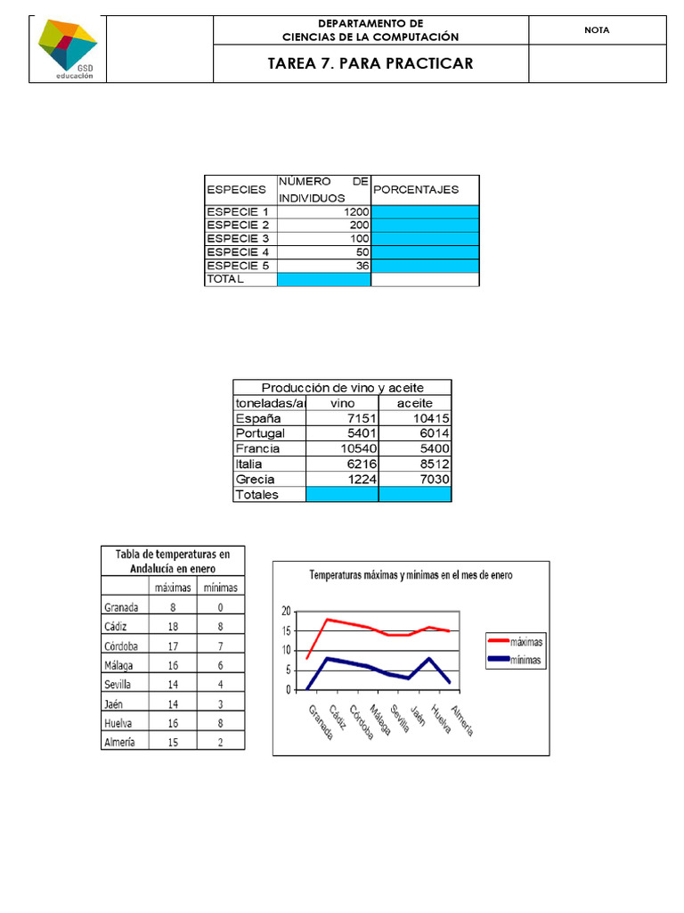 Tarea 7. Excel. Para Practicar | PDF | Hoja de cálculo | Compartir (Finanzas)