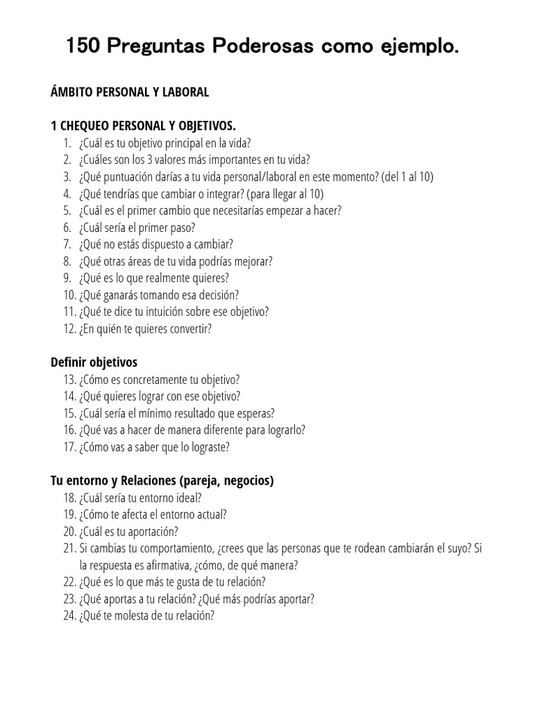 Ejemplos de Preguntas Poderosas | PDF