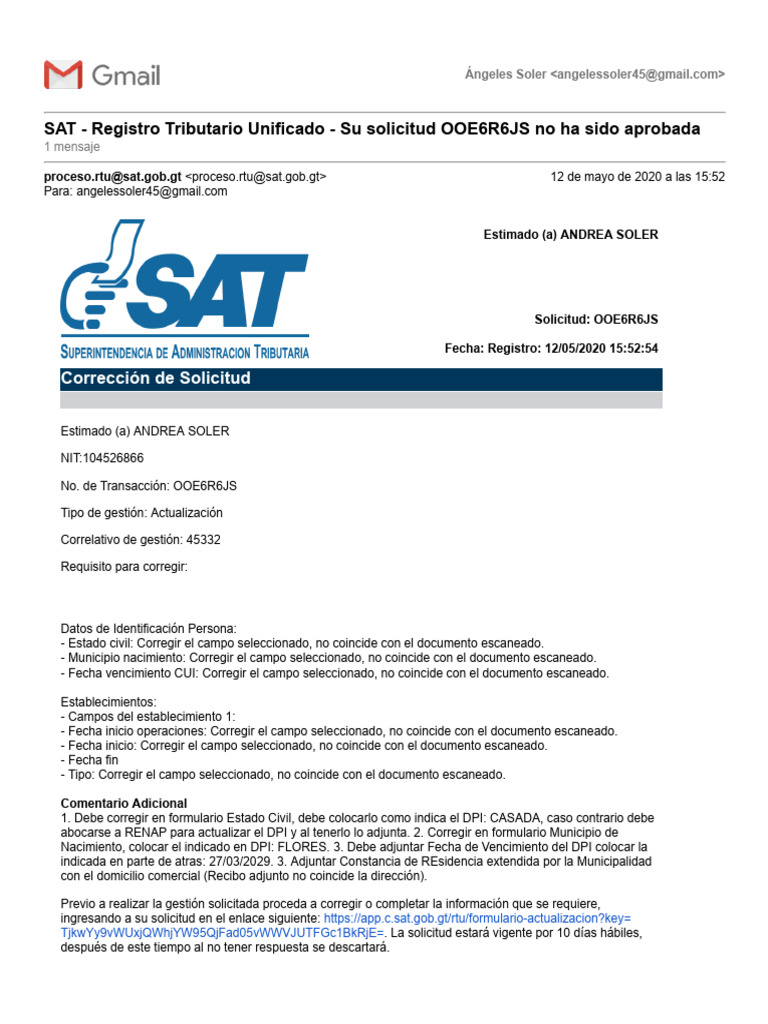 Rechazo Modificar Andrea Soler | PDF