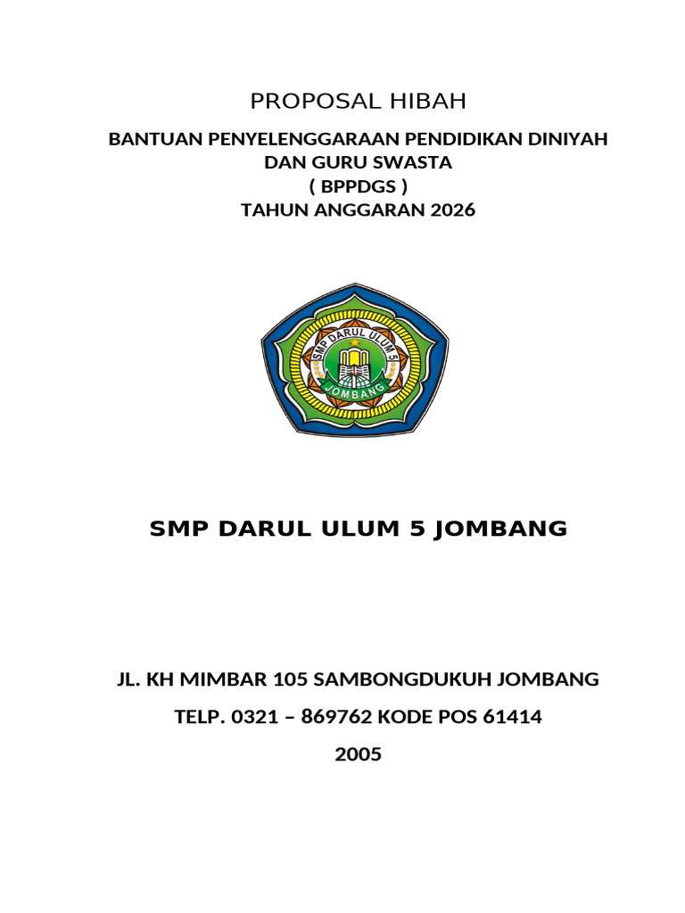 Proposal TF Madin 2026 SMP Darul Ulum 5 Jombang | PDF