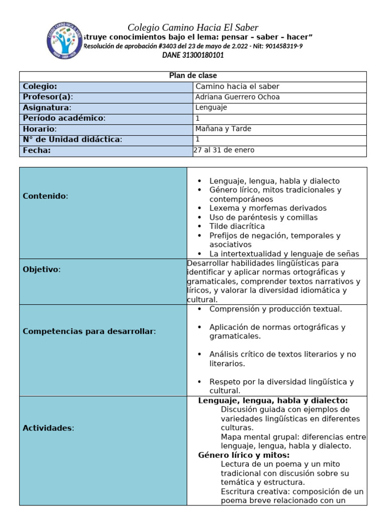 Plan de Clases Semanal Quinto | PDF | Archivo de computadora | Dibujo