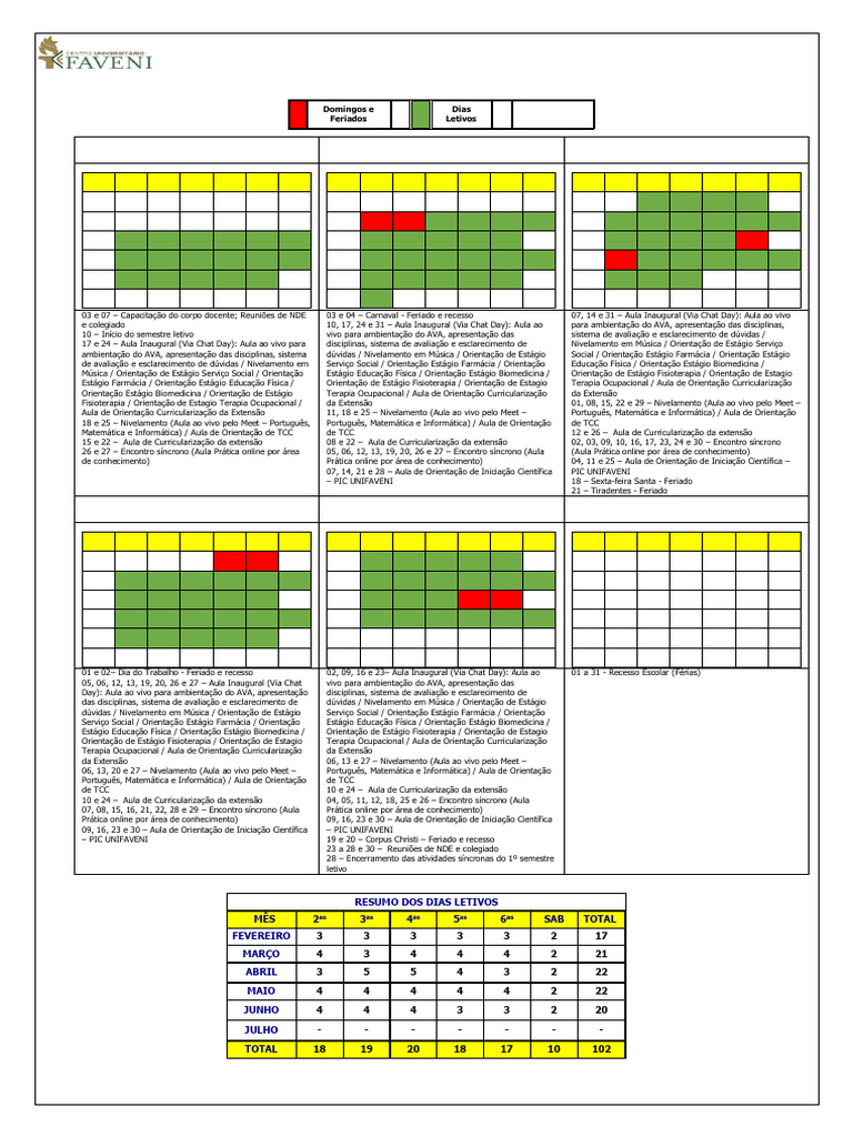 Calendário Acadêmico 2005 - 1 | PDF