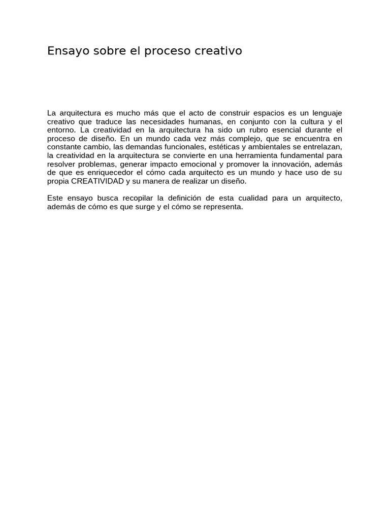 Ensayo sobre el proceso creativo | PDF | Creatividad | Diseño