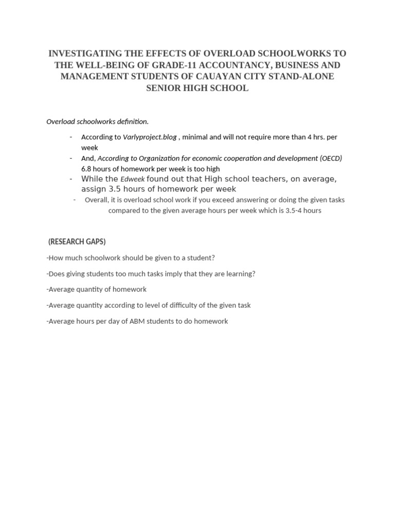Effects of Schoolwork Overload on ABM Students | PDF | Homework | Learning