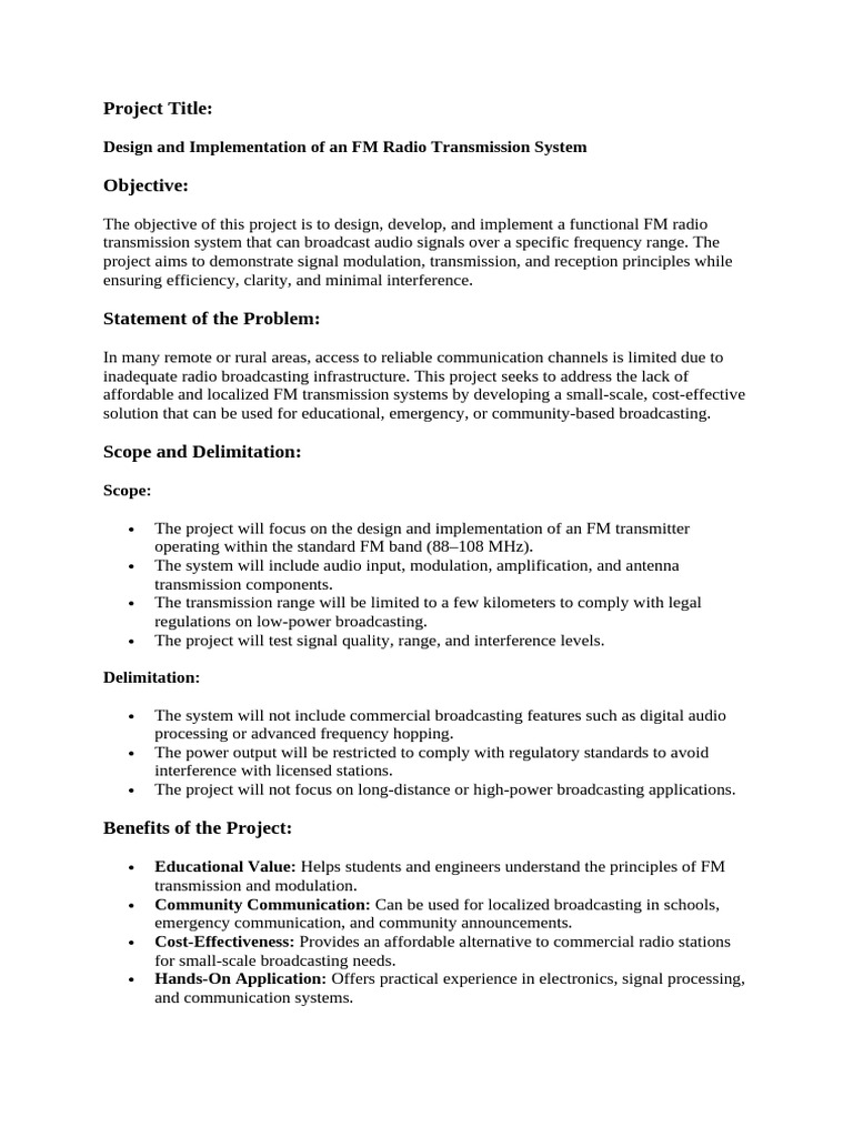 FM Radio Transmission System Design | PDF