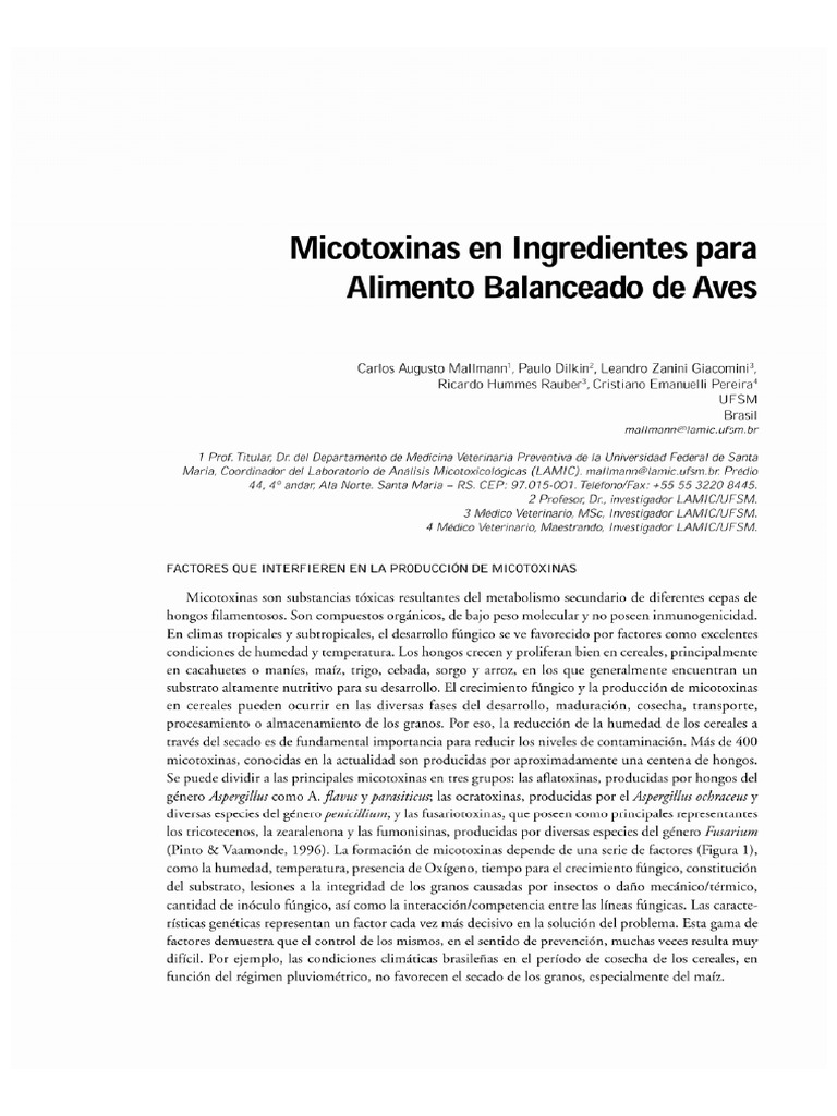 Micotoxinas Aves-Ok | PDF