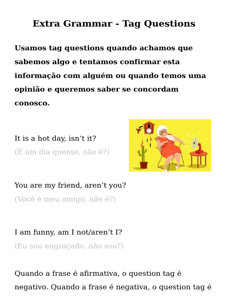 Tag Questions Explained with Examples | PDF | Grammar | Linguistics