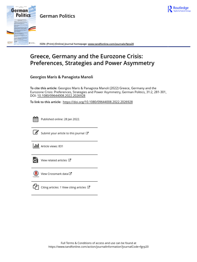 Maris & Manoli (2022) Greece, Germany and The Eurozone Crisis ...