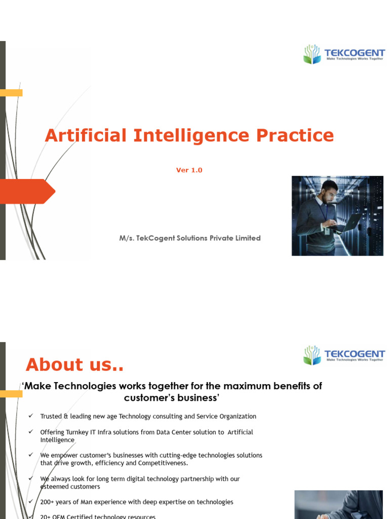 Tekcogent - AI Practice Offerings.. | PDF | Artificial Intelligence ...