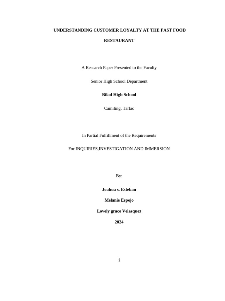 Practical Research Chapter 1 To 5 Final Final | PDF | Cafeteria | Hygiene