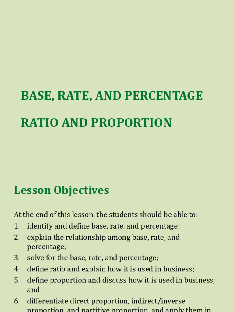 5_Base_Rate_Percentage__Ratio_and_Proportion | PDF | Percentage | Ratio