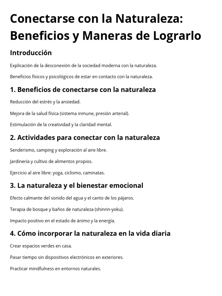 Conectarse Con La Naturaleza Beneficios y Maneras de Lograrl | PDF