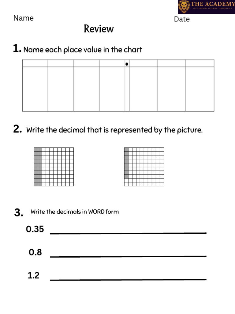 Decimal Skills Practice Sheet | PDF