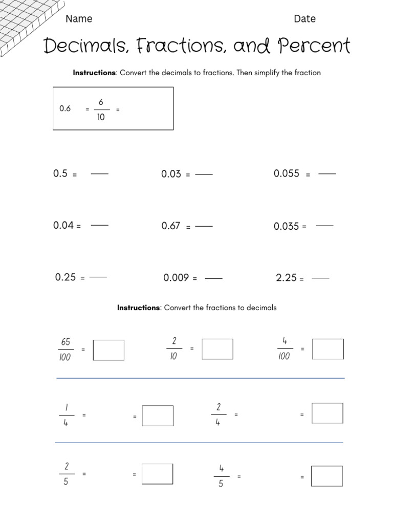 Fractions Decimals | PDF