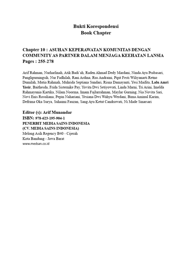 Bukti Korespondensi - Chapter 10 KEPERAWATAN KOMUNITAS DAN KOMPLEMENTER | PDF