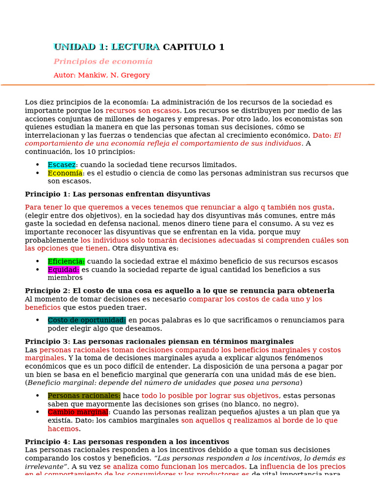 UNIDAD 1 Lecturas Semanas 1 2 y 3 | PDF | Costo de la vida | Producto ...