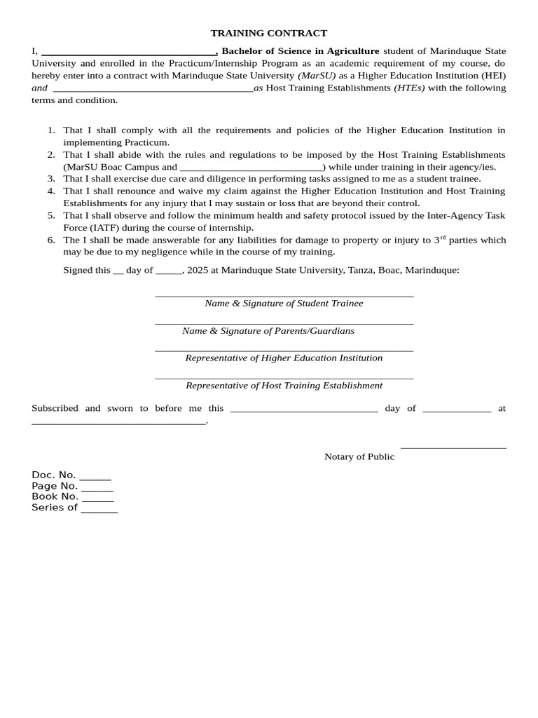 Practicum Training Contract Template | PDF | Justice | Crime & Violence