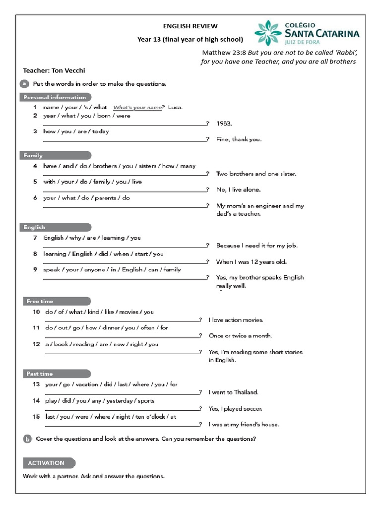 English Review Day 1 | PDF