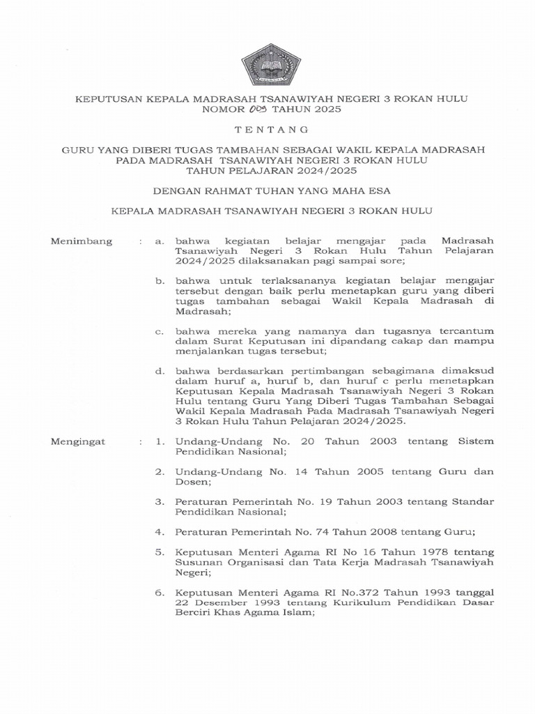 SK Wakil Kepala | PDF