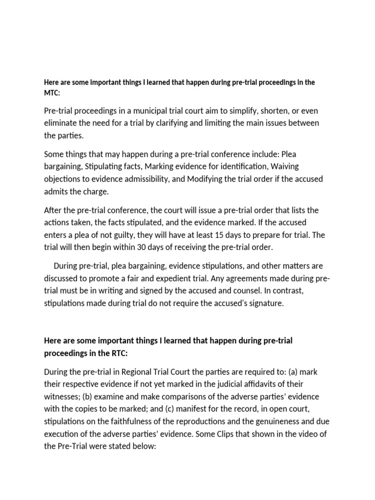 Ponce MTC RTC Pre'trial | PDF | Plea | Trials