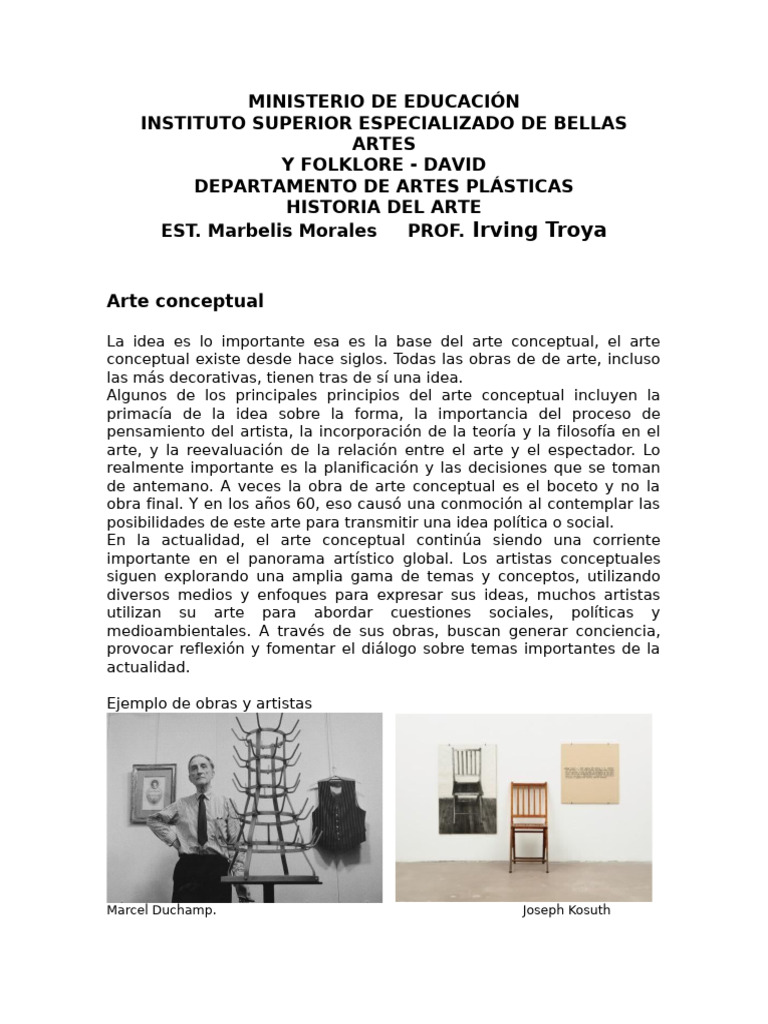 Arte Conceptual y Land Art: Ideas Clave | PDF | Las artes | Educación ...