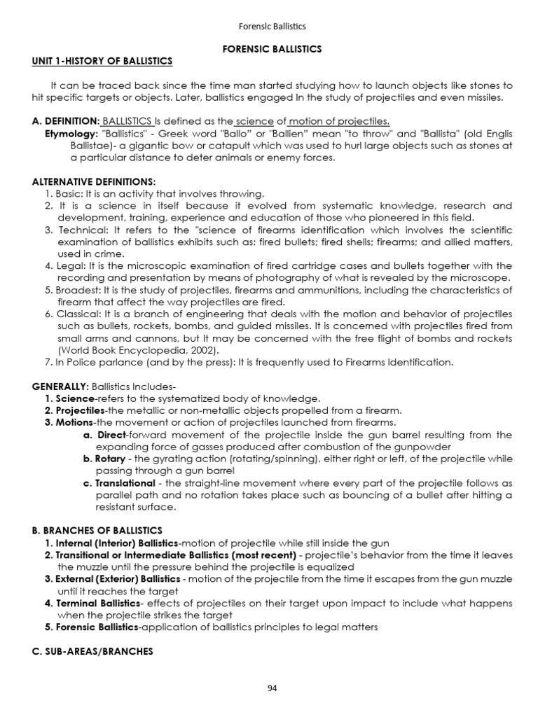 FORENSIC BALLISTICS Lecture | PDF | Gun Barrel | Ballistics