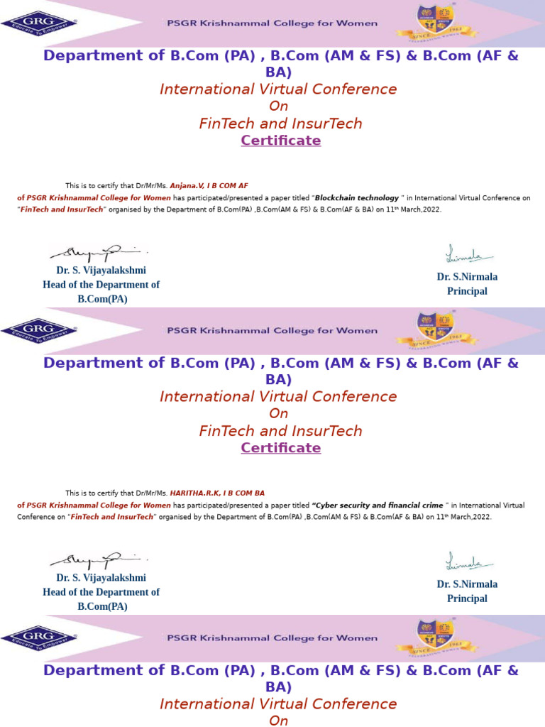 Virtual Conference Certificate - AFBA | PDF | Financial Technology ...