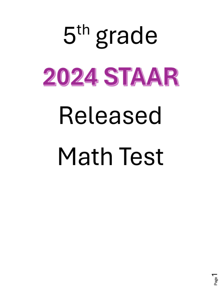 5th Grade Math STAAR 2024 | PDF