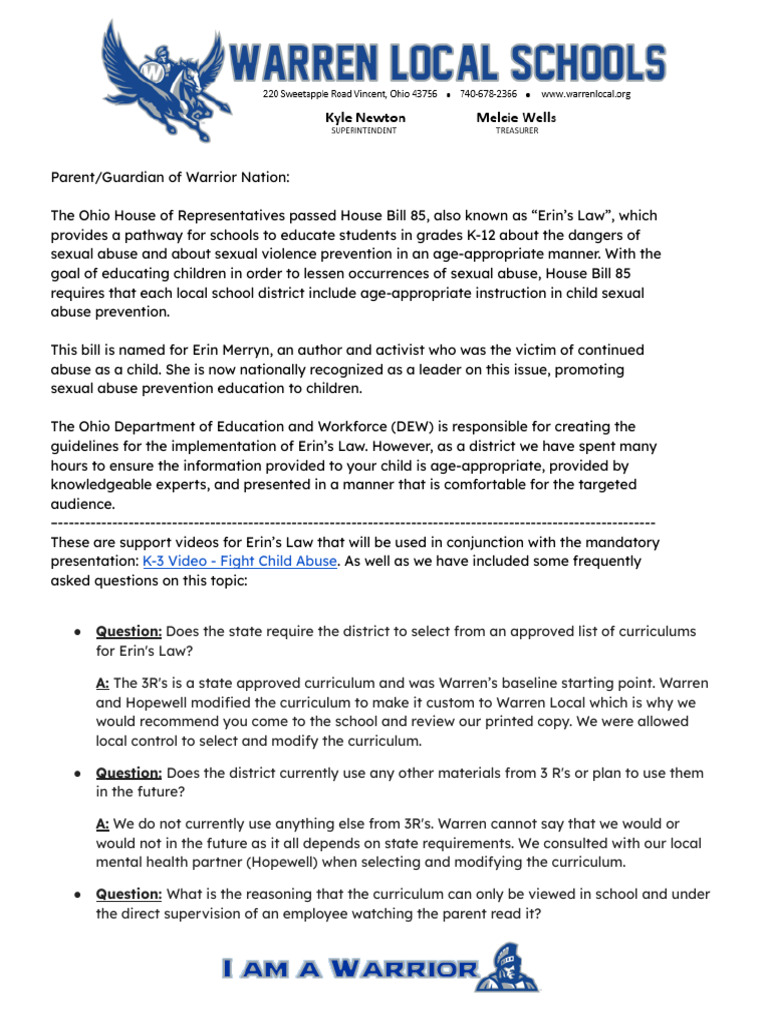 Ohio's Erin's Law: Child Abuse Prevention | PDF | Curriculum | Violence