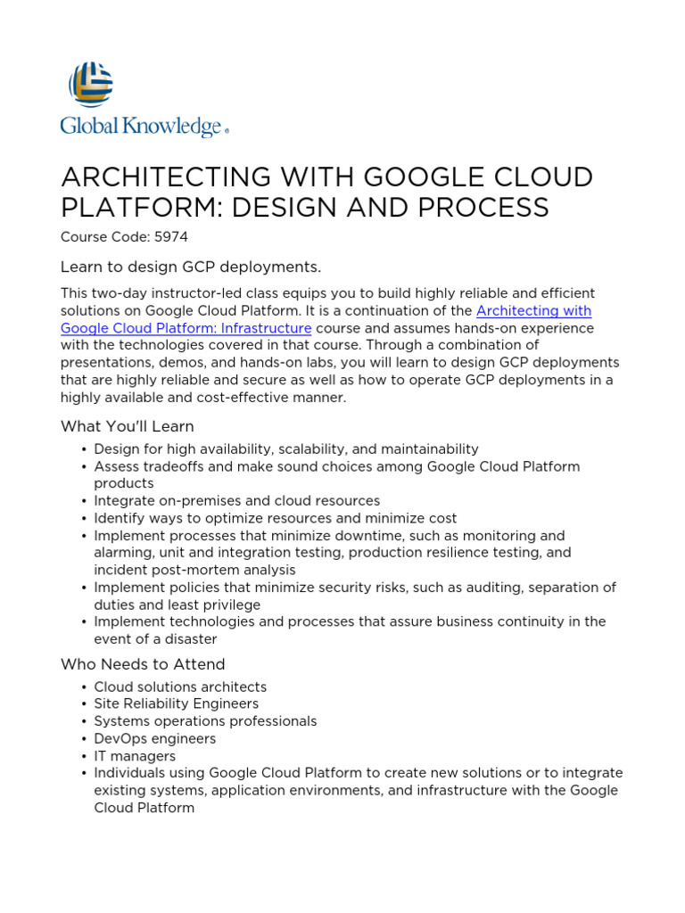 Architecting With Google Cloud Platform Design and Process | PDF | Cloud Computing | Computer ...