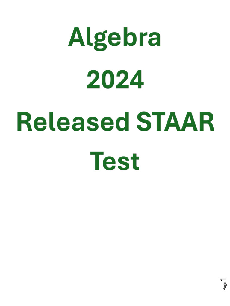 Algebra 2024 Released STAAR | PDF | Elementary Mathematics ...