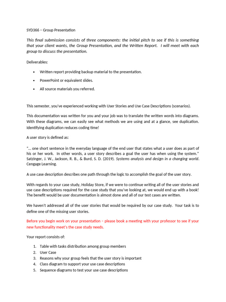 SYD366 Group Presentation | PDF | Use Case | Software Engineering