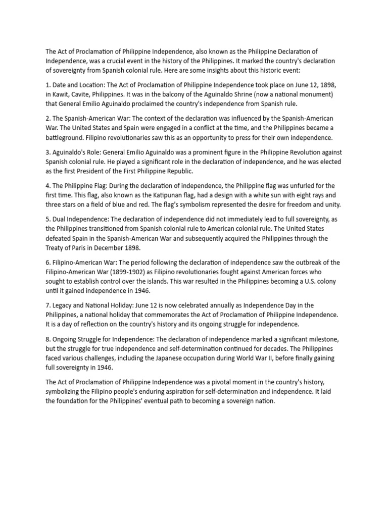 Philippine Independence Proclamation | PDF | Philippines | Spanish East ...